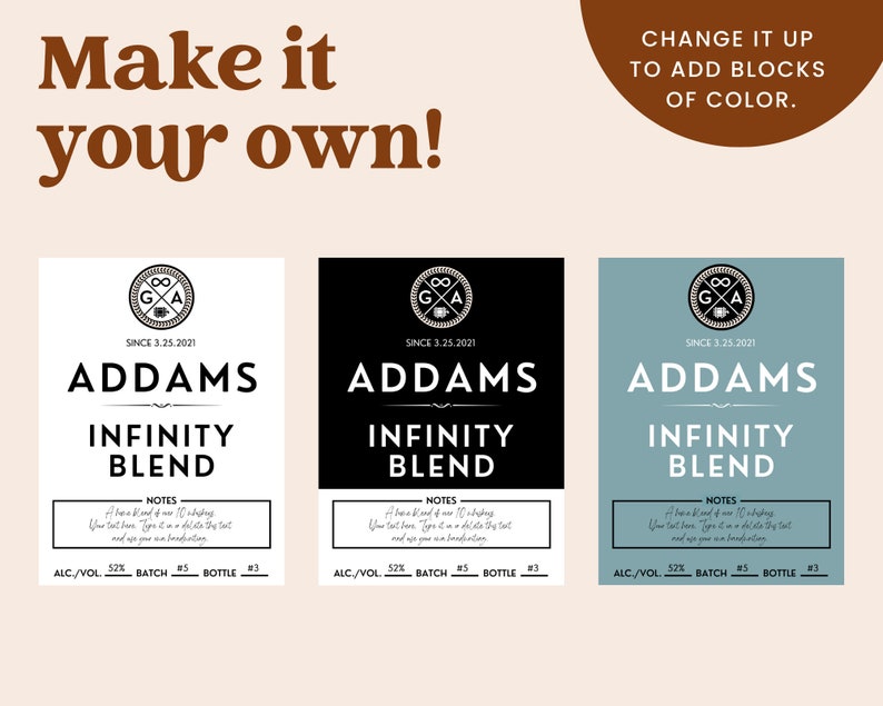 Infinity Bottle Label Template, Canva Template - Etsy