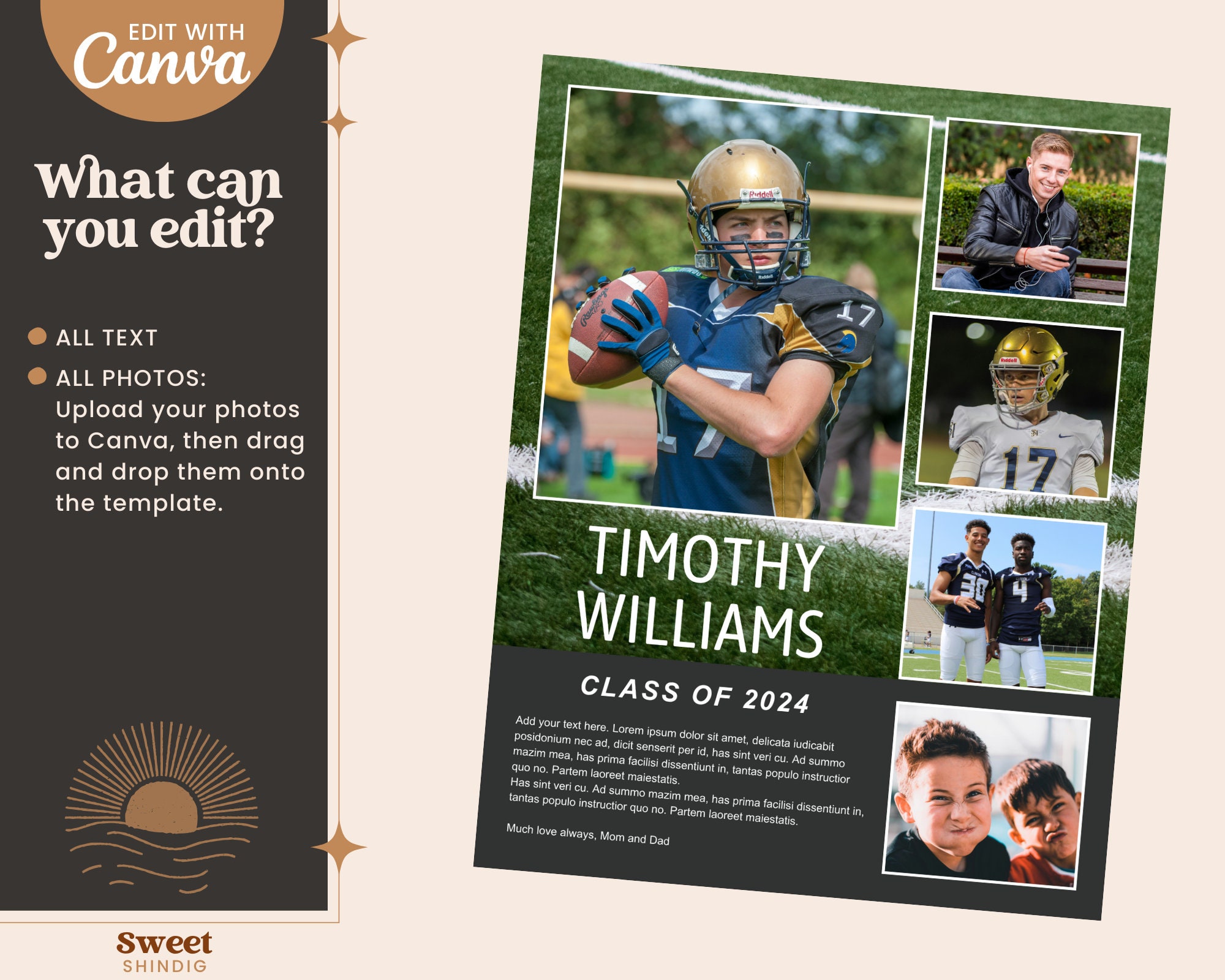 Senior Yearbook Ad Template, Football Theme, Yearbook Tribute, Sports ...