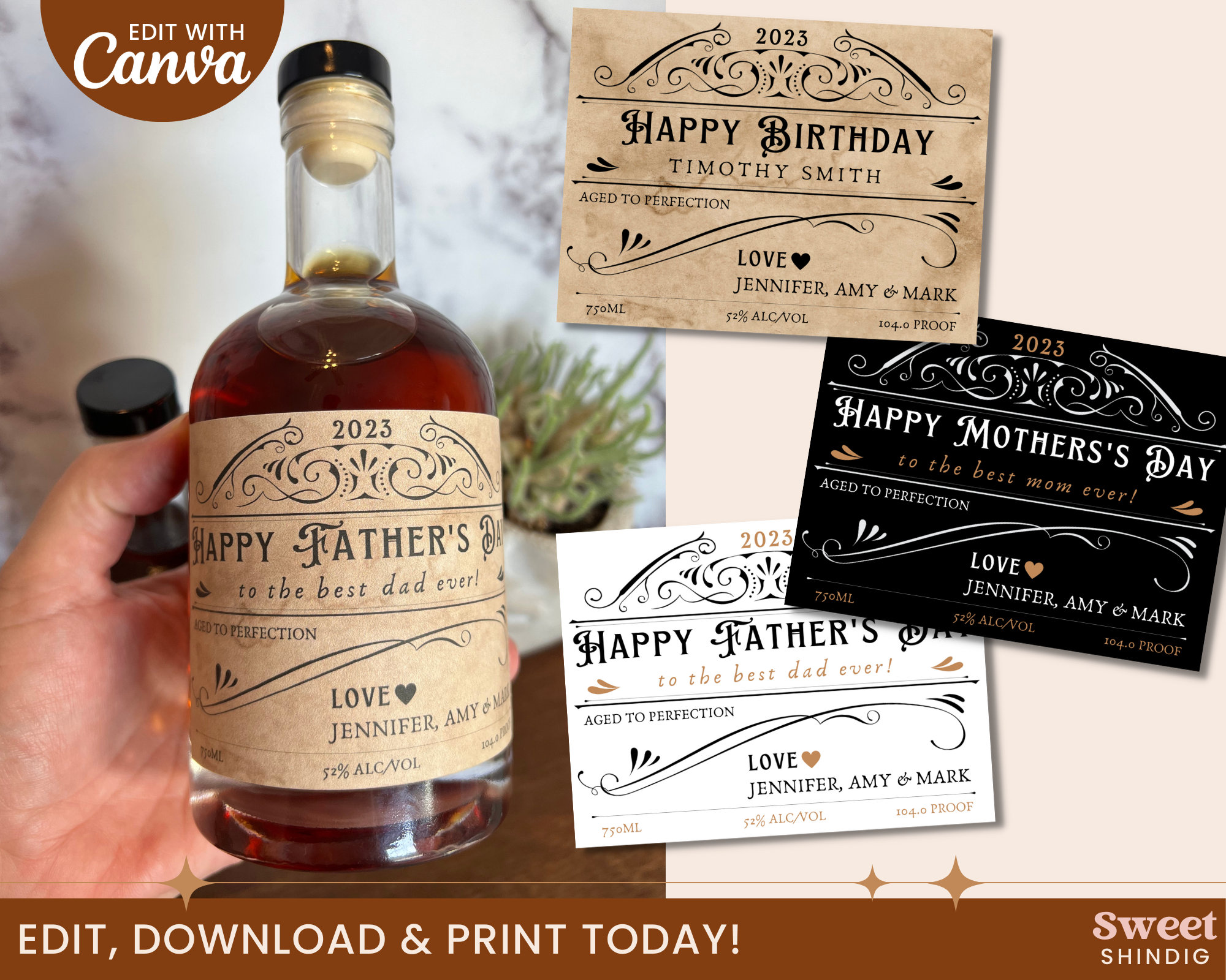 Customizable Whiskey Label, Whiskey Label Template, Father's Day ...