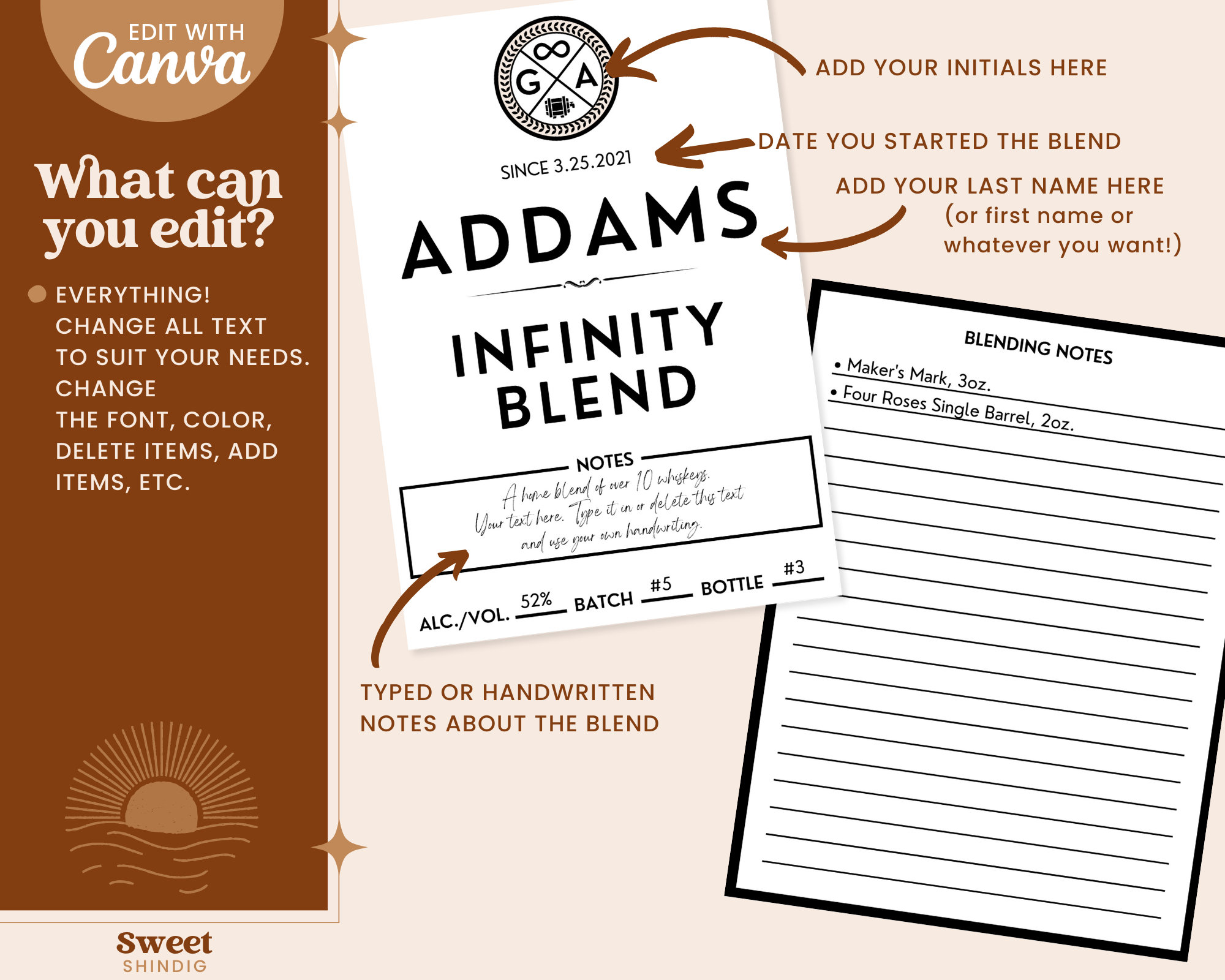 Infinity Bottle Label Template, Canva Template - Etsy