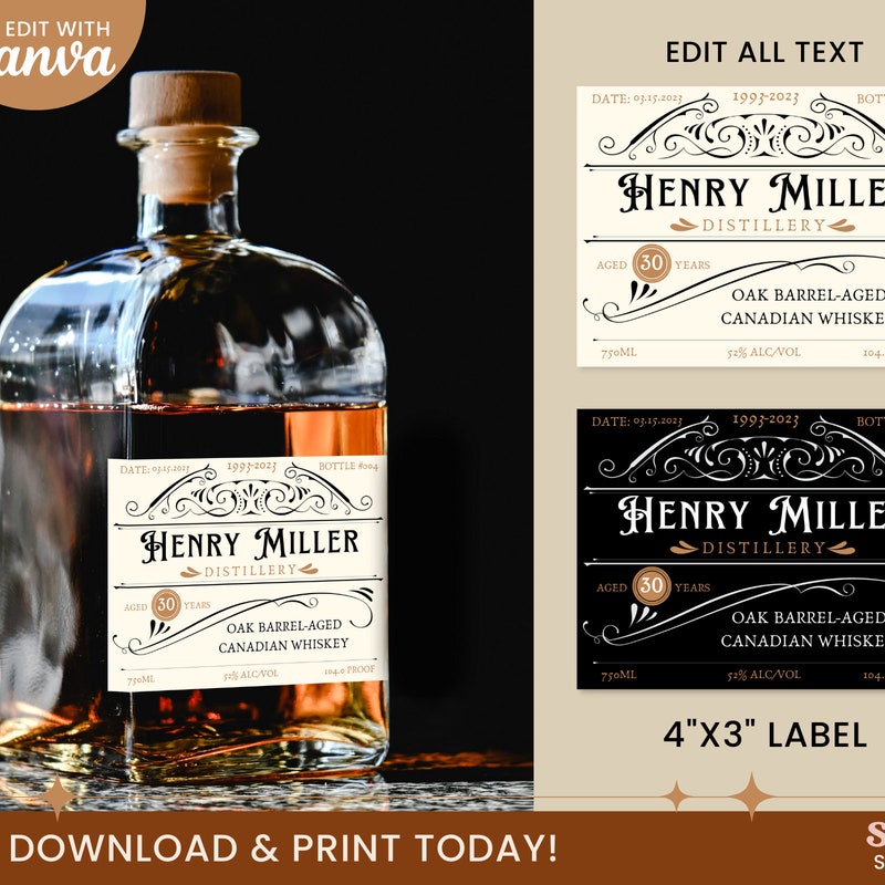 Whiskey Bottle Label - Etsy