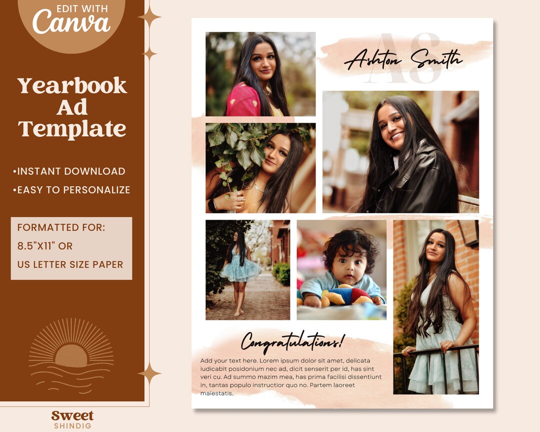 Senior Ad Yearbook Template Canva - Etsy