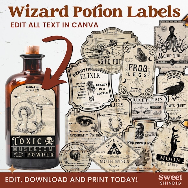 Witch Potion Label Editable - Etsy