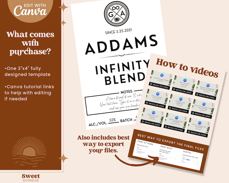 Infinity Bottle Label Template, Canva Template - Etsy