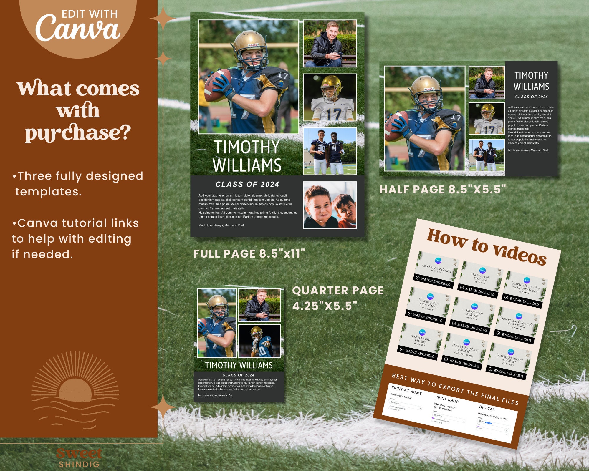 Senior Yearbook Ad Template, Football Theme, Yearbook Tribute, Sports ...