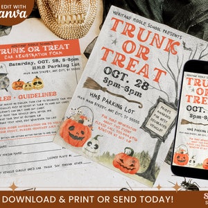 PTA/PTO Editable Trunk or Treat Flyer and Car Registration - Etsy