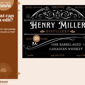 Customizable Whiskey Label, Whiskey Label Template, Printable Whisky ...