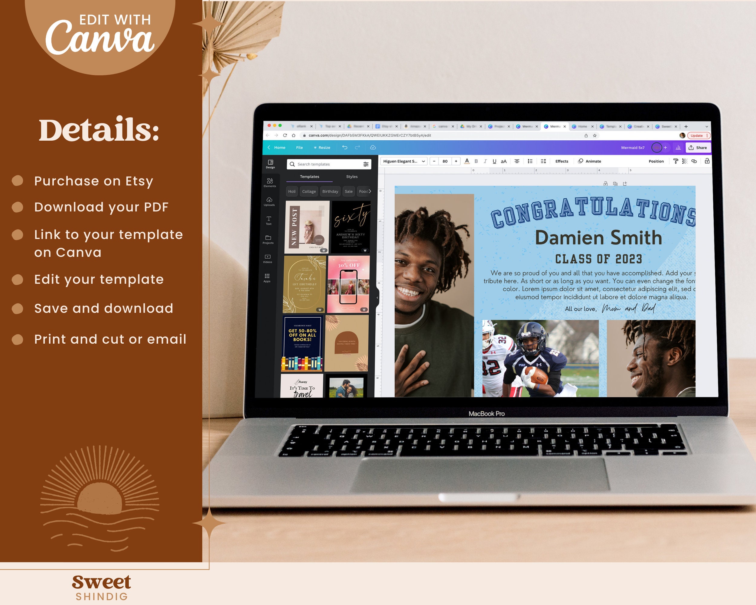 Senior Ad Yearbook Template Canva Half Page Blue - Etsy