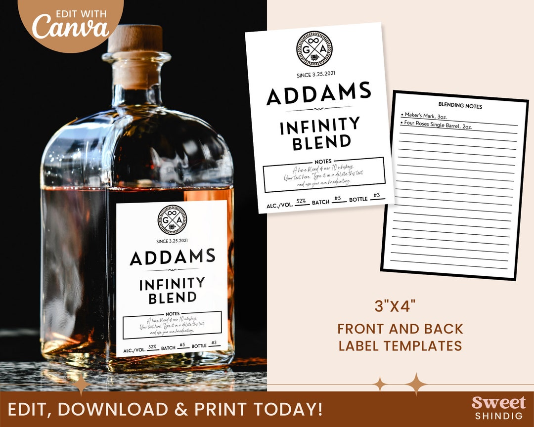 Infinity Bottle Label Template, Canva Template - Etsy