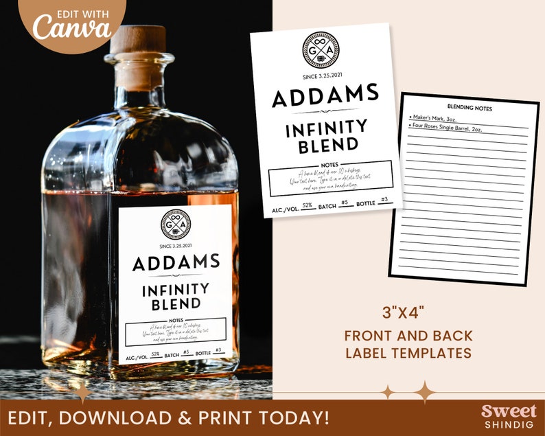Infinity Bottle Label Template, Canva Template - Etsy