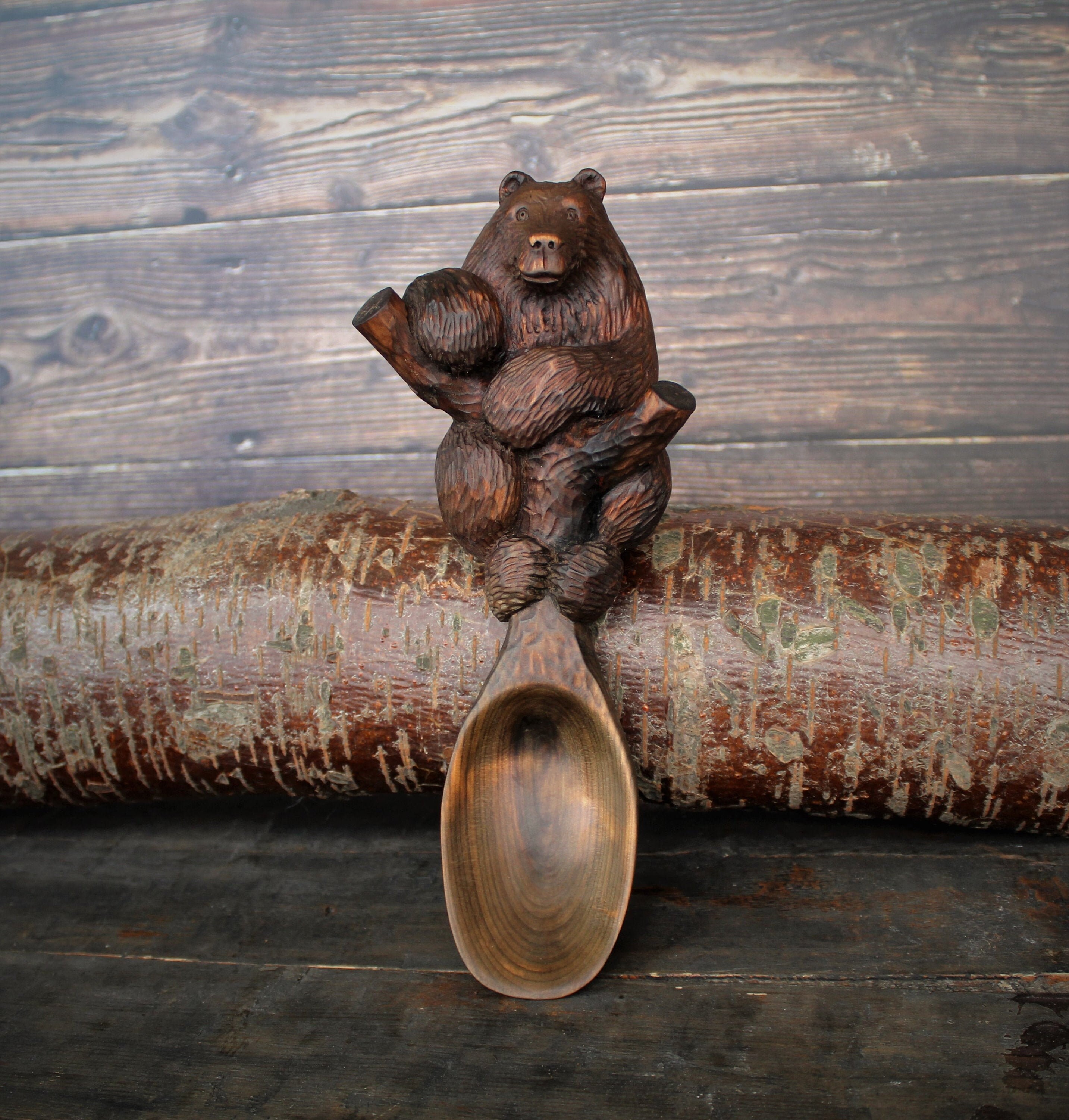 Wooden Bear Master of the Forest Spoon Durable spoon Spoon | Etsy