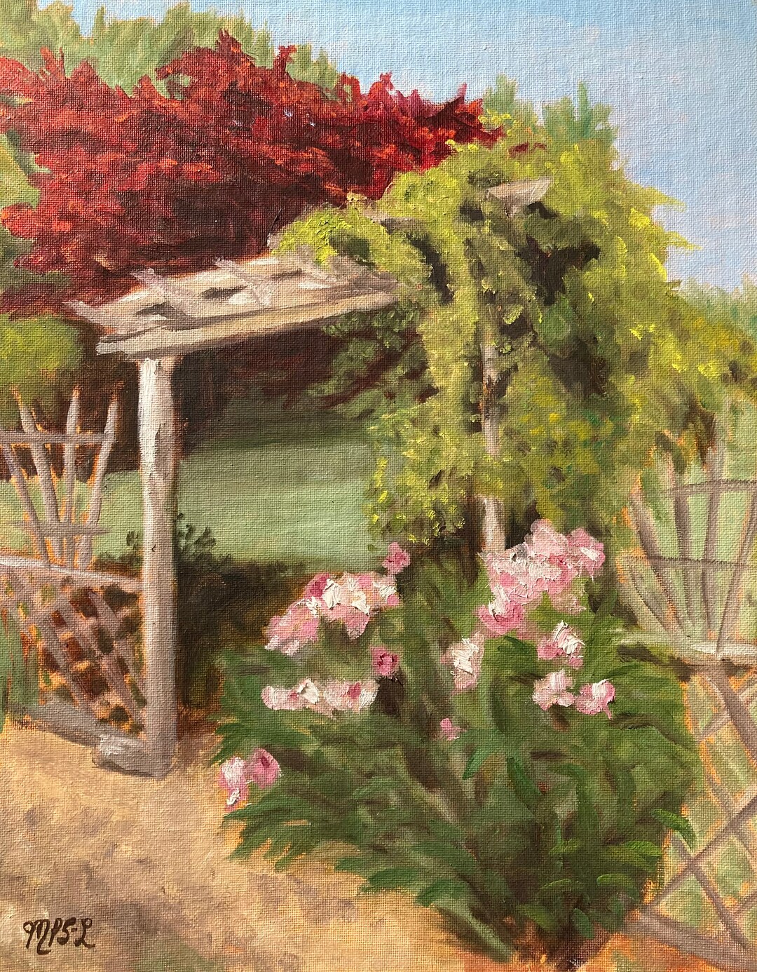 Peony With Trellis Painting - Etsy