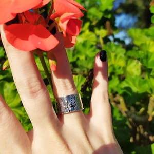 Wide Tree Ring Forest Ring Evergreen Tree Ring Wide Cuff Ring Nature ...