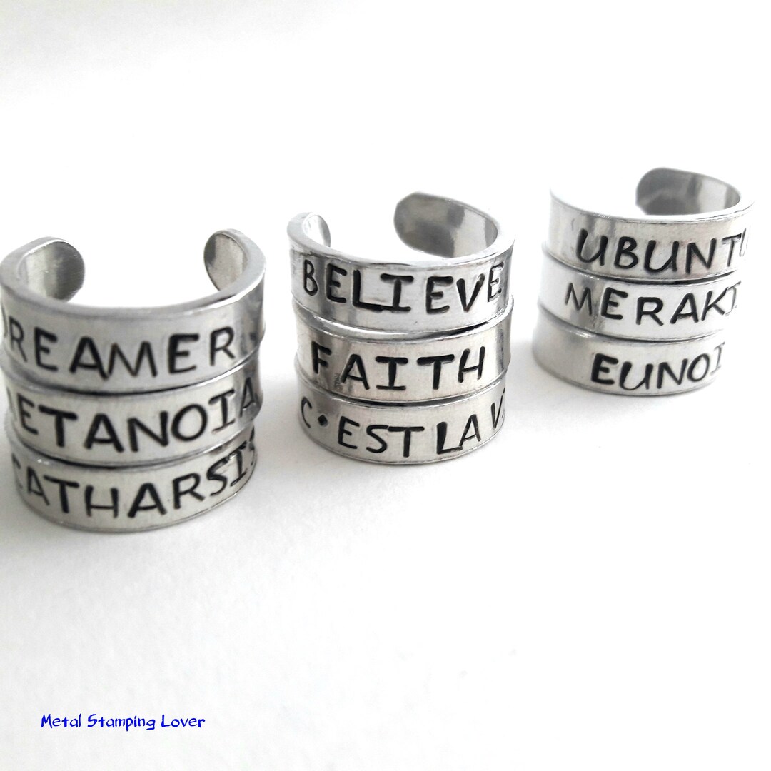 Inspirational Ring for Her Greek Ring Quote Jewelry Name Ring ...