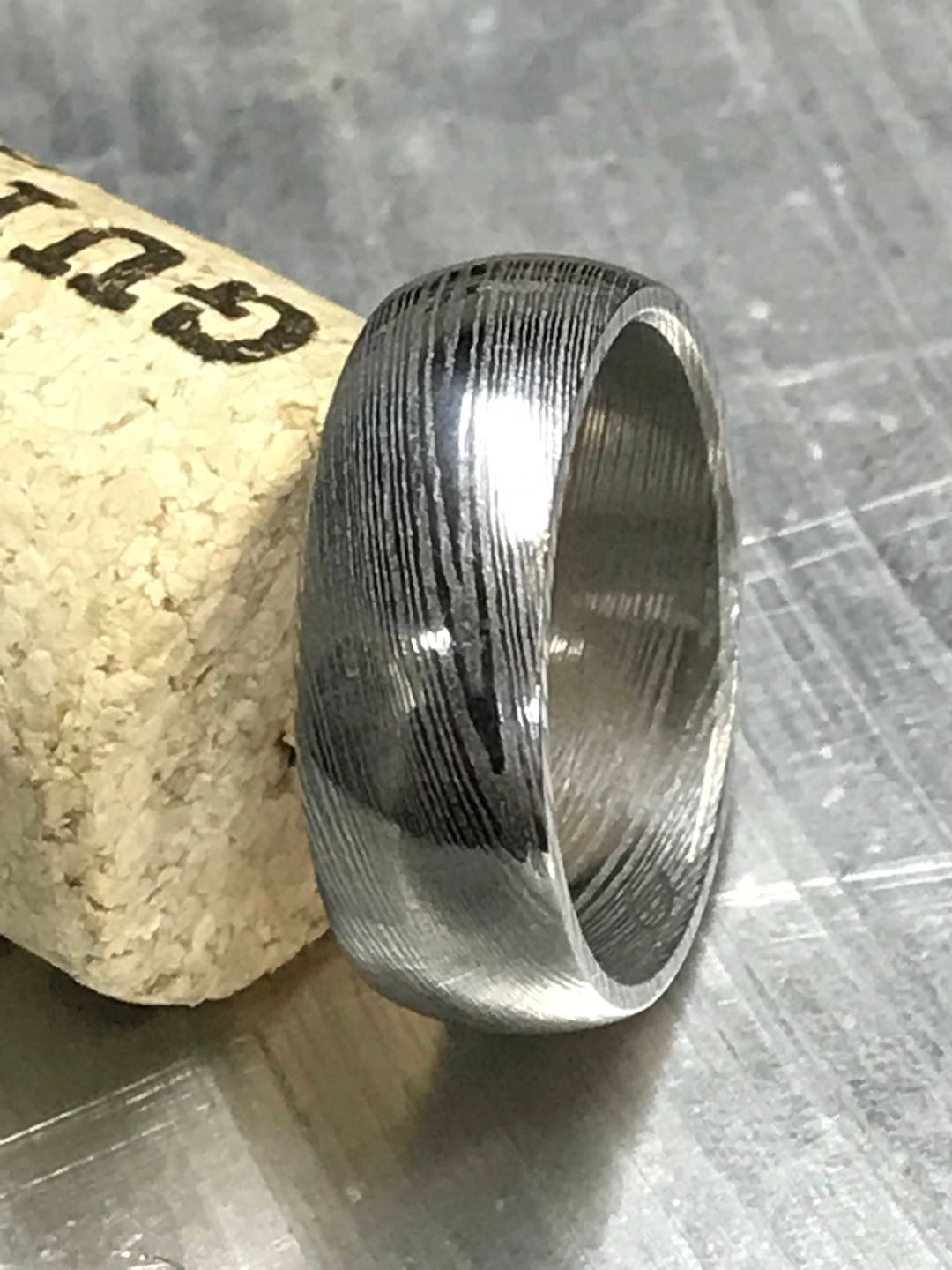 Damascus Wedding Ring, Stainless Damascus Wedding Band, Damascus Twist ...