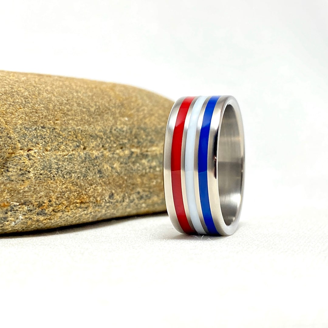 The Patriot! Titanium Band - Red White and Blue Pinstripe - Wedding ...