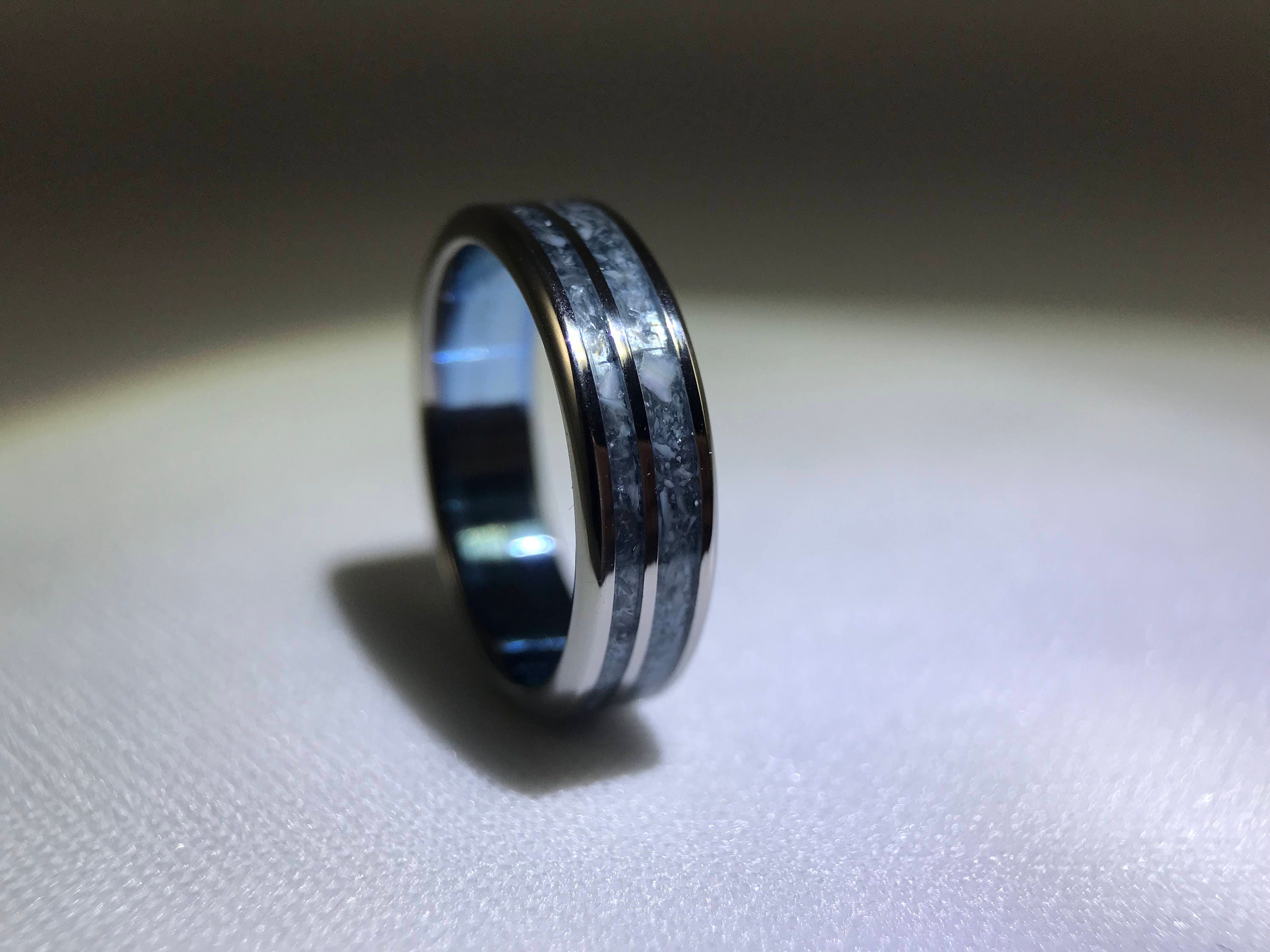 Titanium Ring, Double Inlay, Ocean Blue Anodized - Etsy