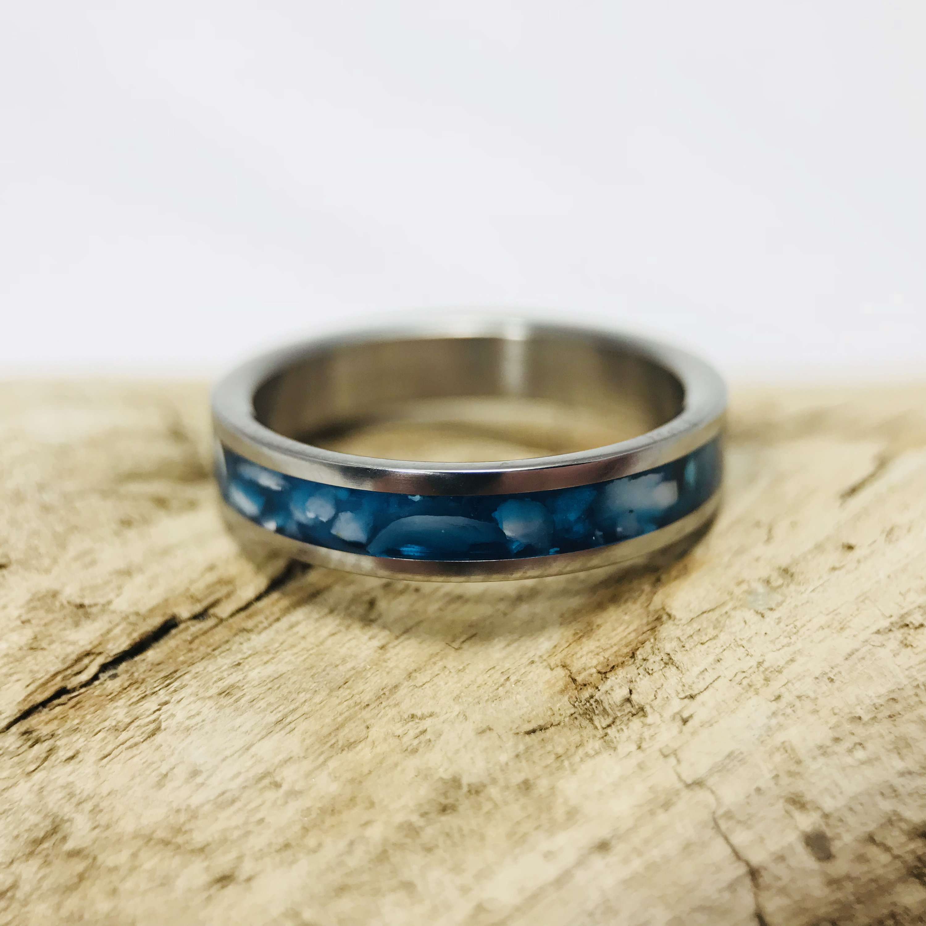 Cremation Ring - Oyster Inlay - Ocean Blue - Cremation Jewelry - Oyster ...