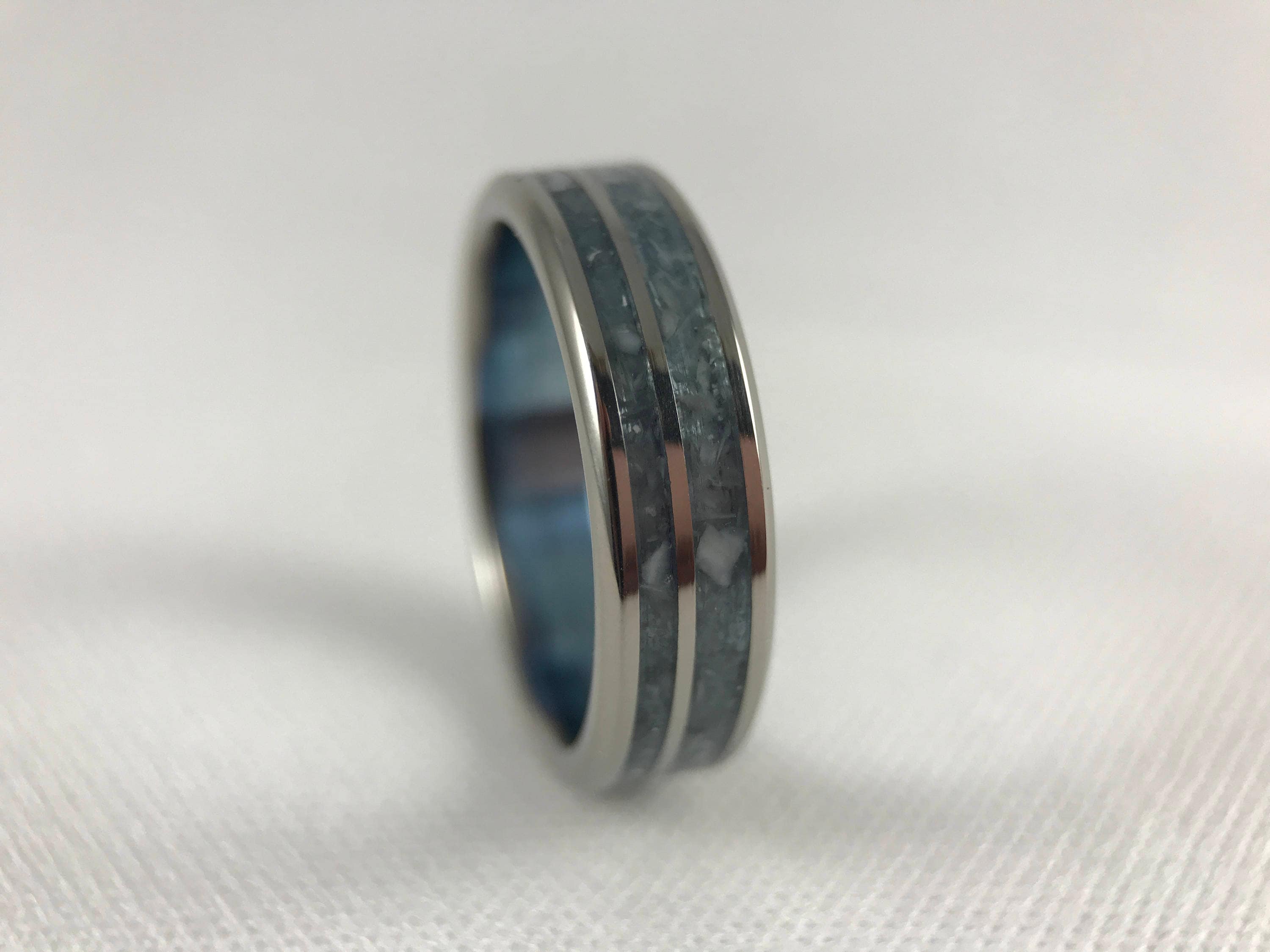 Titanium Ring Double Inlay Ocean Blue Anodized - Etsy
