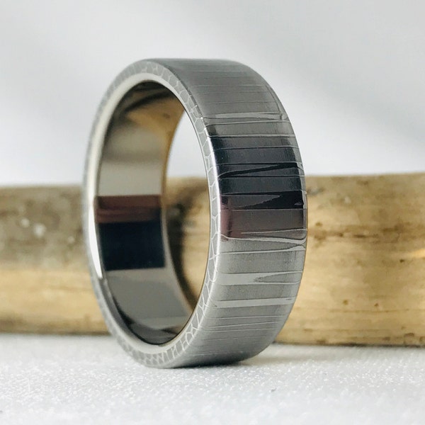 Titanium Damascus Ring - Etsy