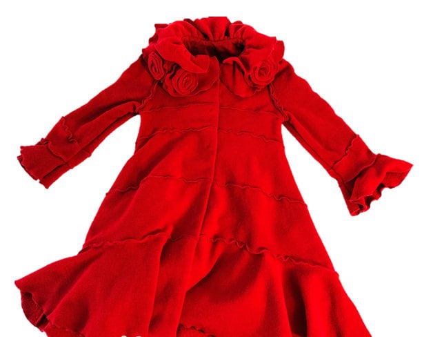 Girls Red Rose Coat, Christmas Coat, Girls Winter Ruffle Coat ...