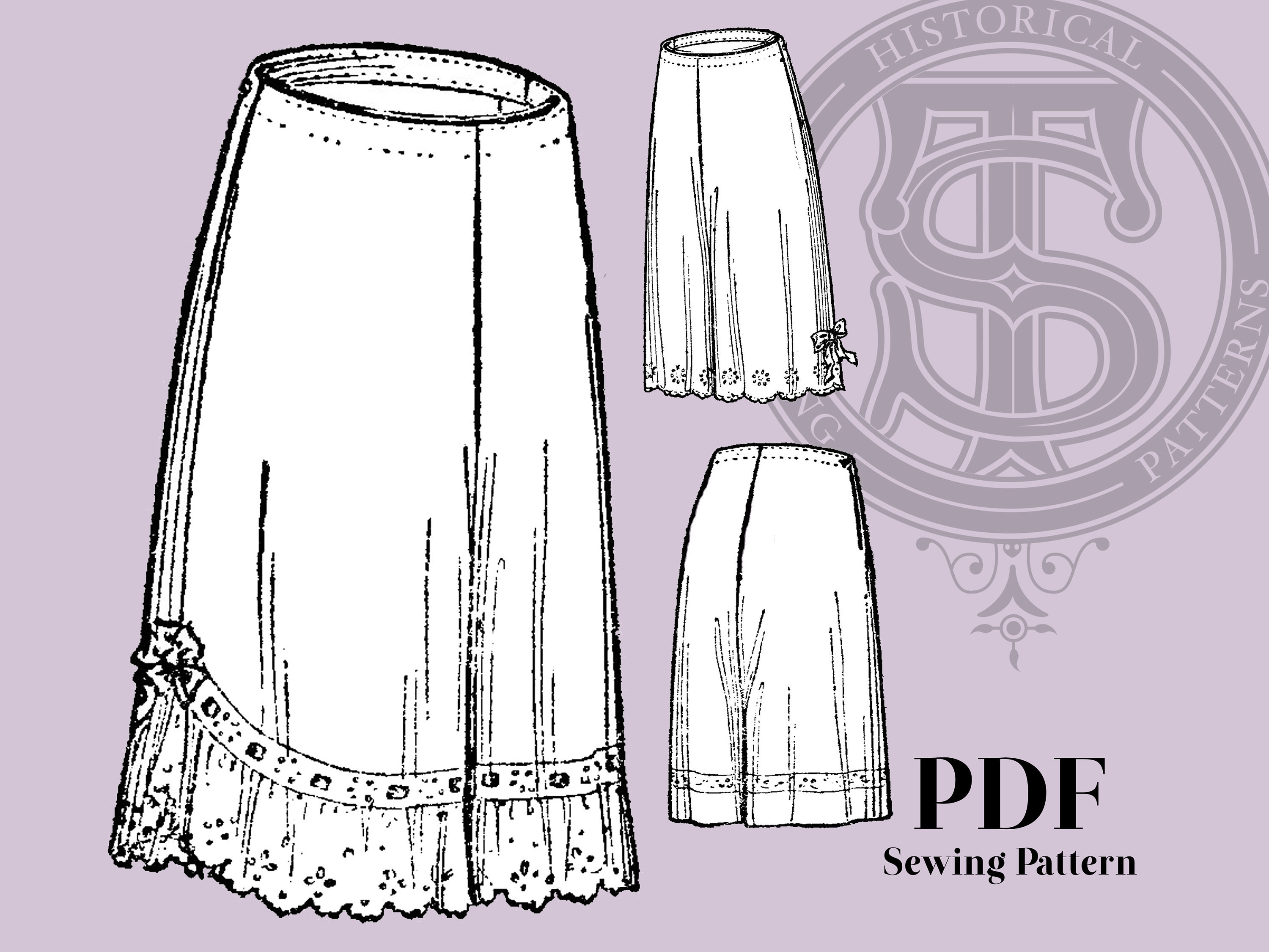 Vera 1910s Closed Circular Drawers 22 Waist PDF - Etsy