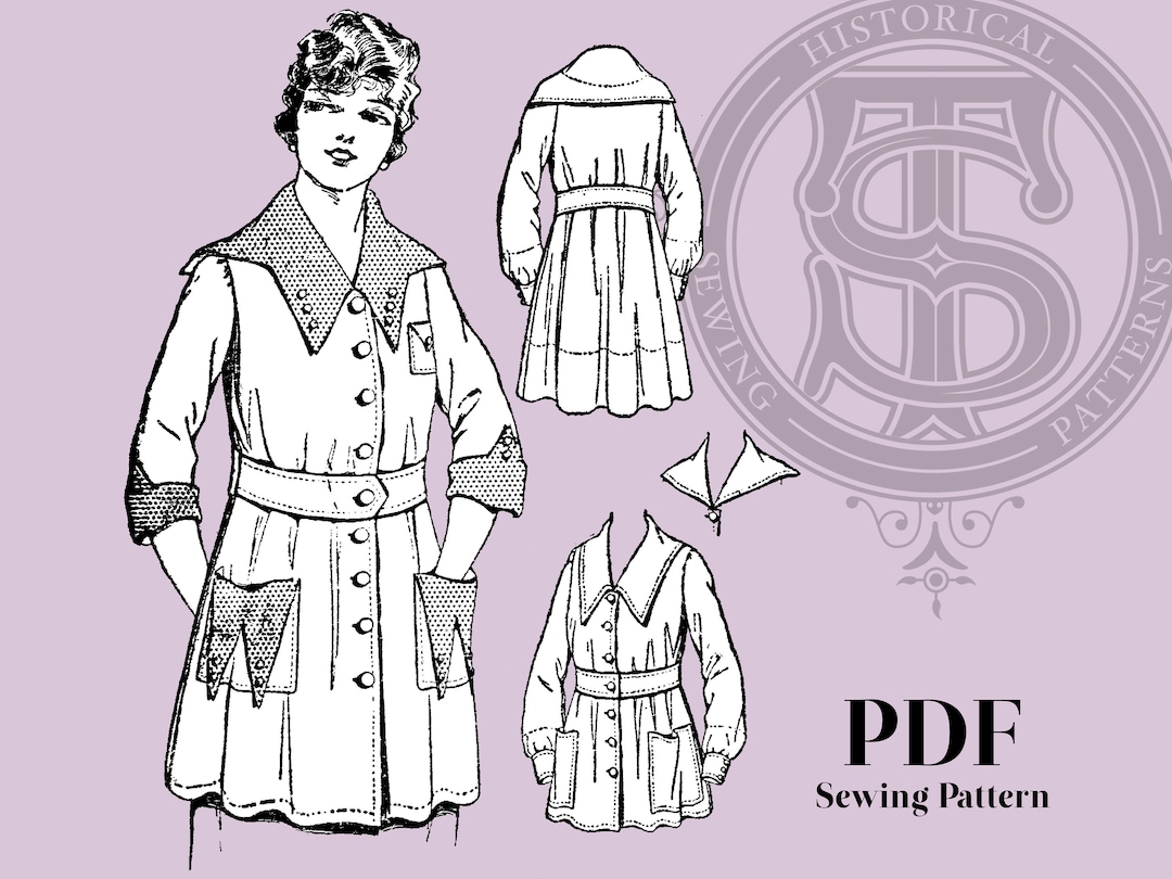 Stella - 1910s Middy Blouse 36" Bust PDF Reproduction Sewing Pattern - Etsy