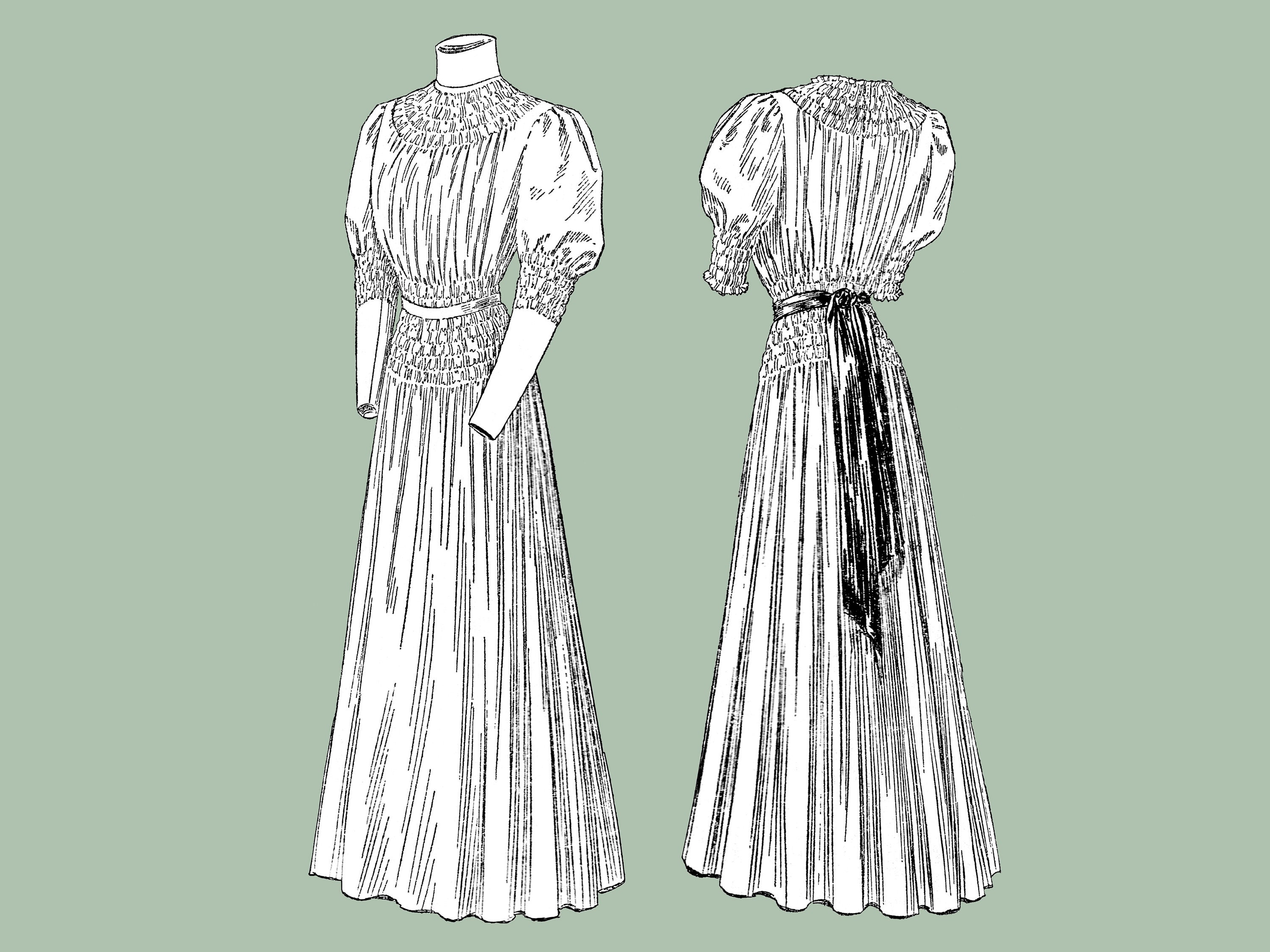 Mara 1910s Shirred Dress 36 Bust Printed Reproduction - Etsy