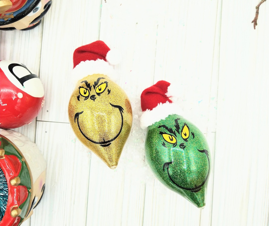 NEW Golden Grinch, Grinch Ornament Two Different Face Styles ...