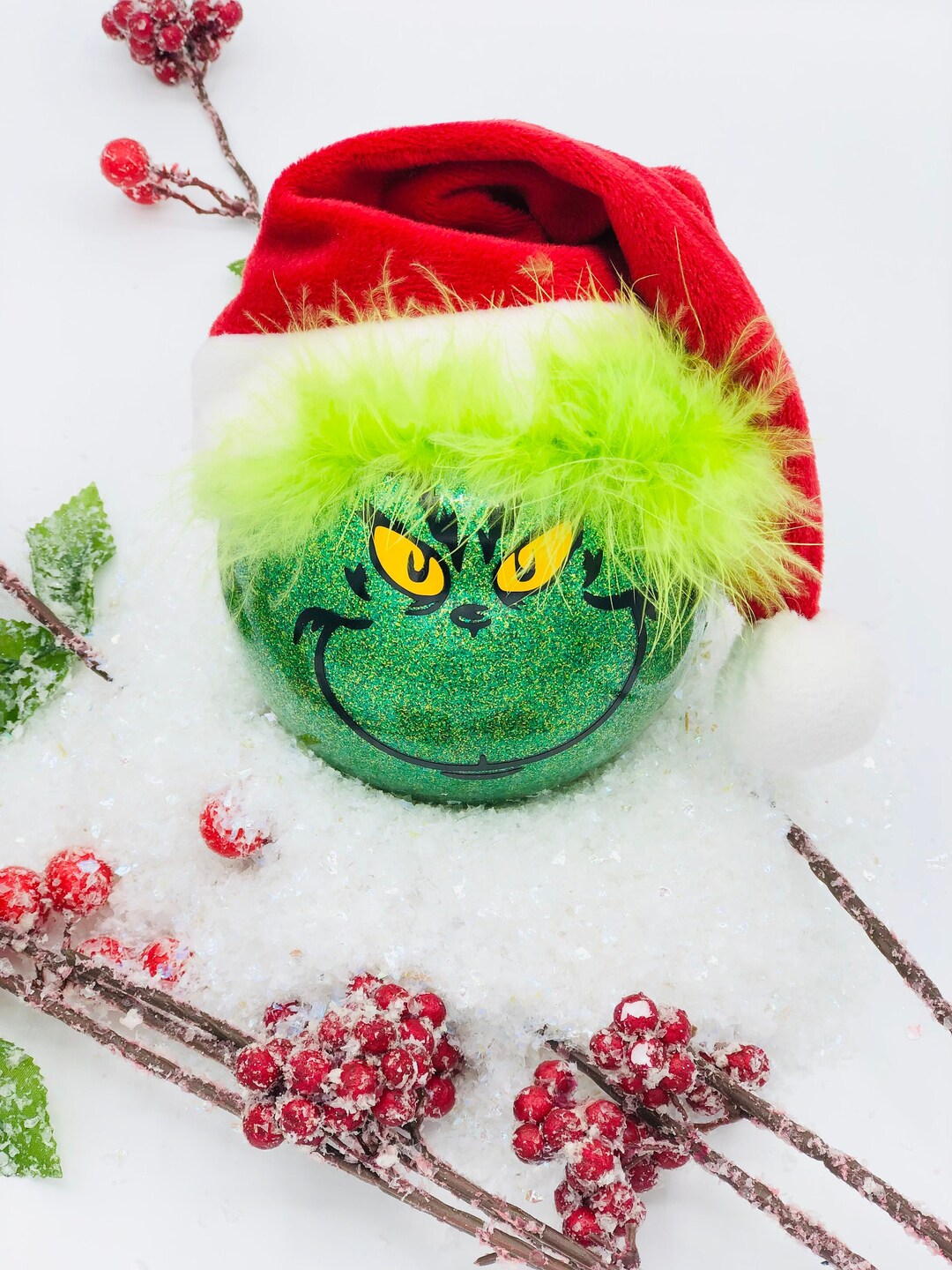 Grinch Ornament Shatter Proof 4"x.4.5" Large Bubble Round Grinch ...
