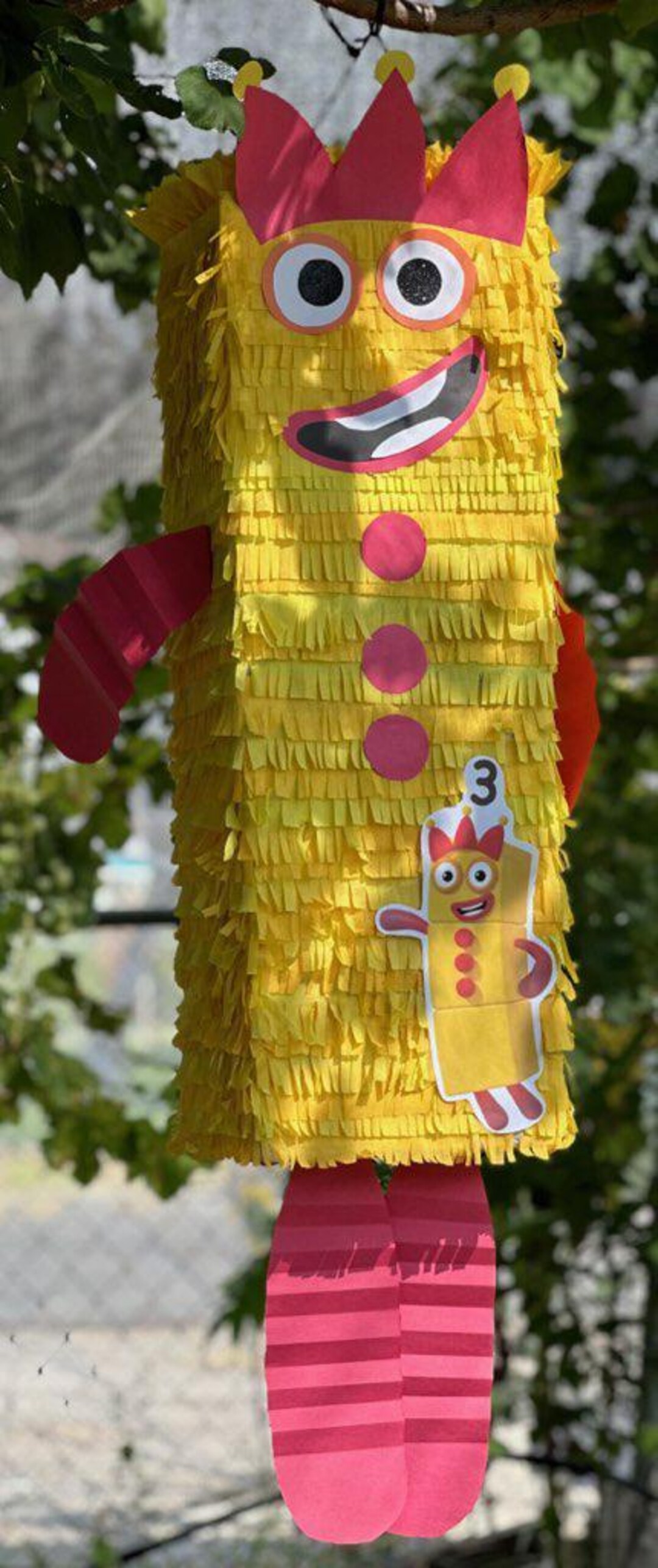 Piñata Numberblocks , Number 3 Pinata Yellow , Inspired 18" High, 4 ...