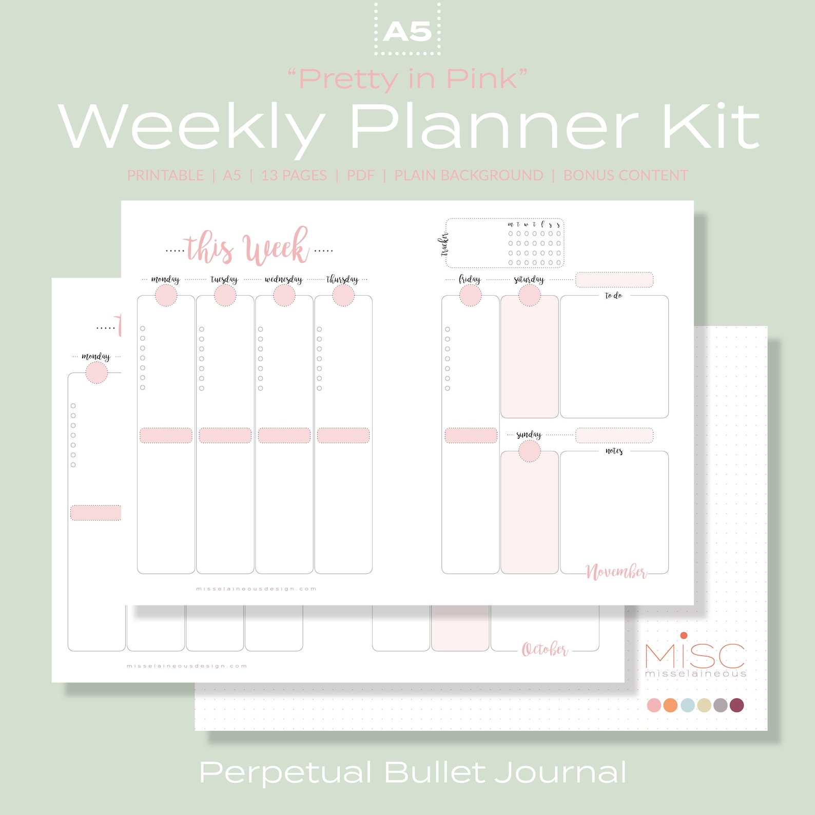 Bullet Journal Kit Perpetual Weekly Printable Planner Weekly - Etsy