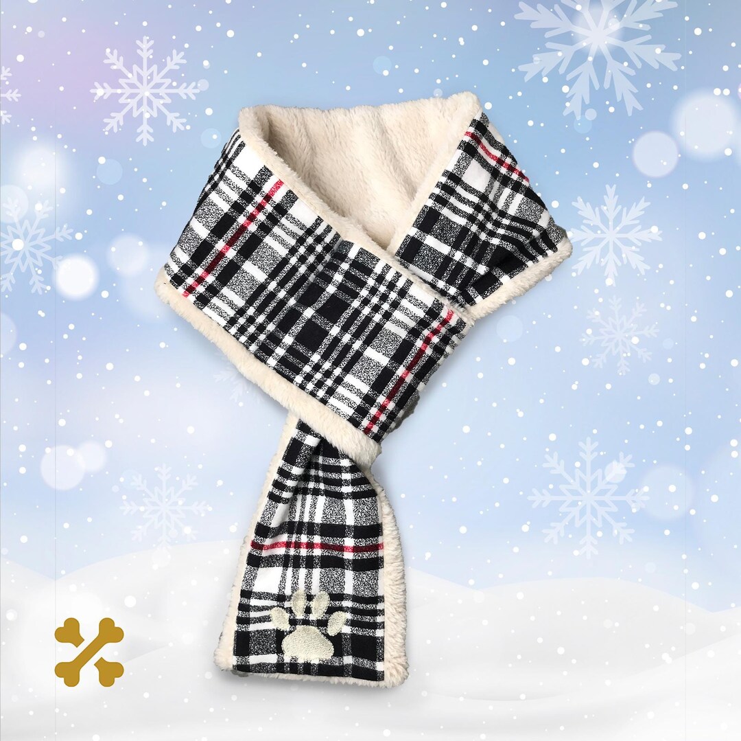 Personalized Winter Dog Scarf – Embroidered Plaid Pet Scarf - Etsy