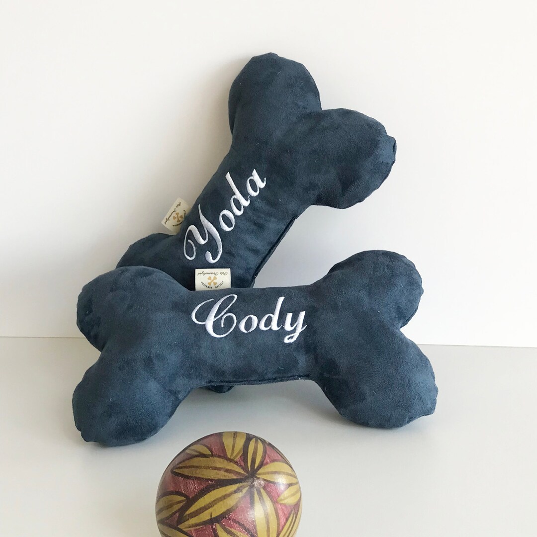 Personalized Dog Toy Custom Embroidered Bone Pet Toy, Durable Handmade ...