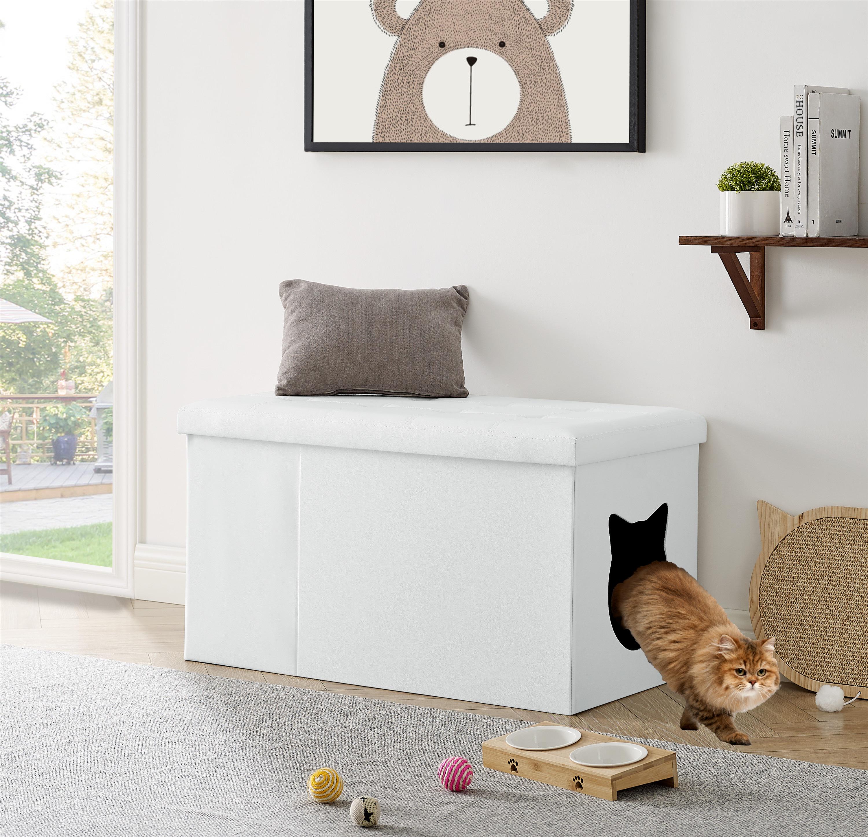 Designer Enclosure Hidden Washroom Bench Ottoman Cat Litter Box - Etsy