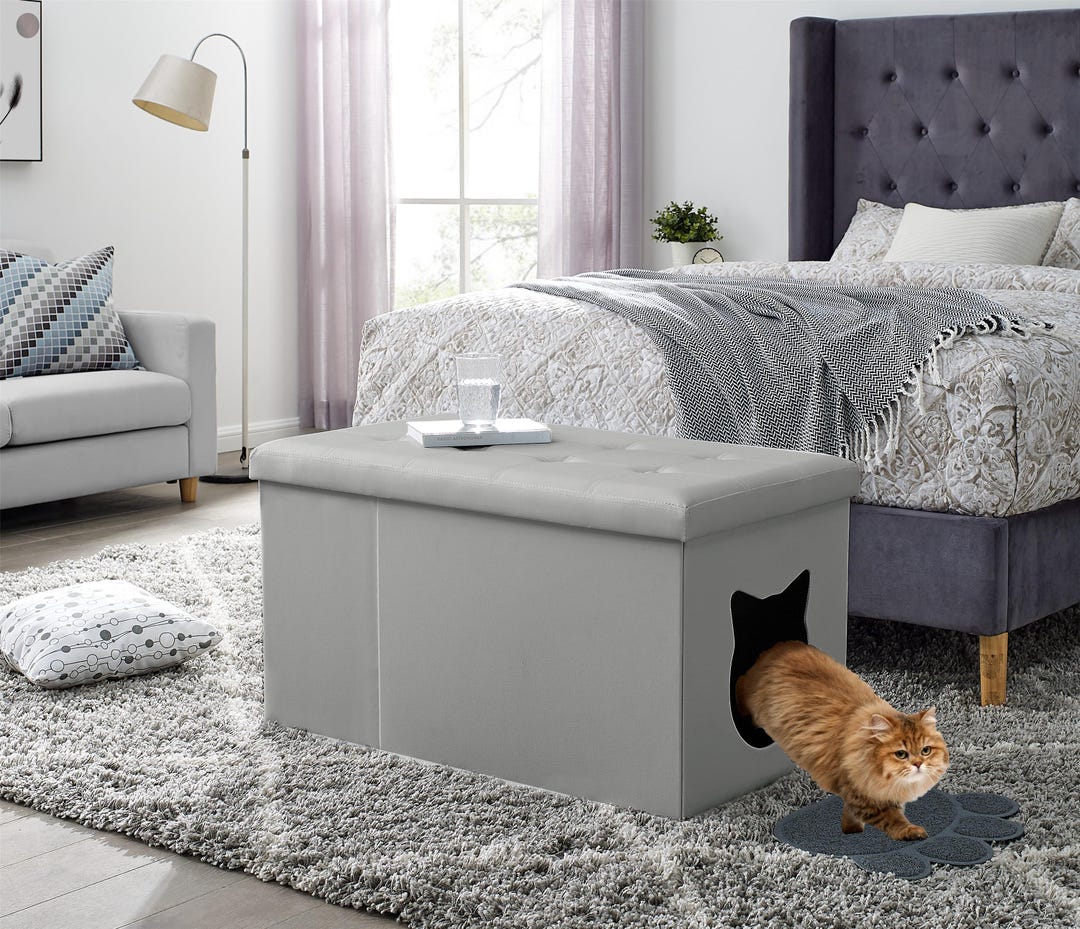 Designer Enclosure Hidden Washroom Bench Ottoman Cat Litter Box - Etsy