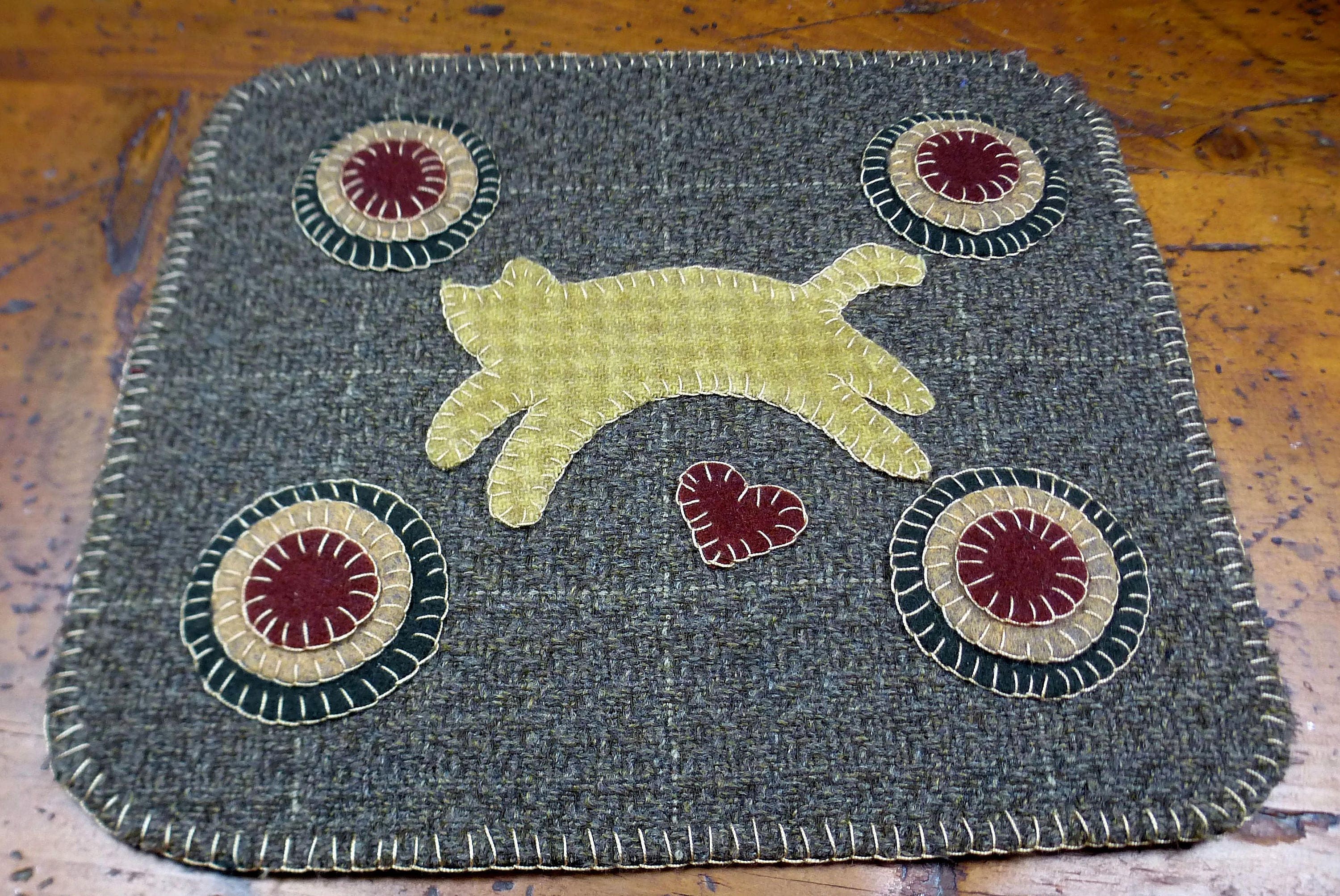 Leaping Kitty Penny Folk Art Penny Rugs by Just Pennies by - Etsy