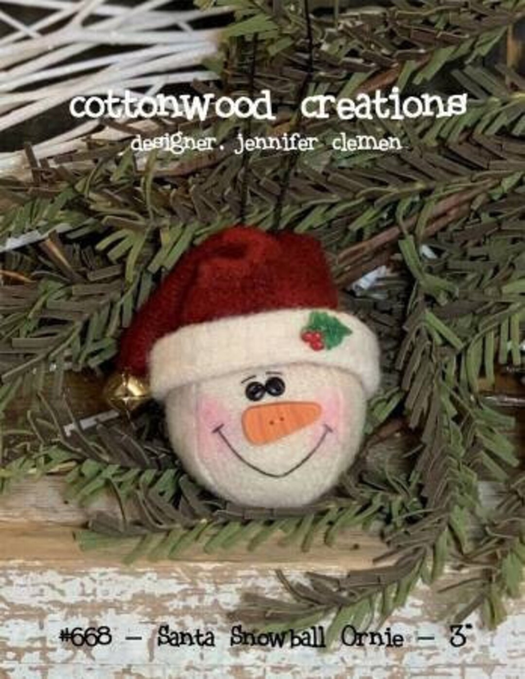 Santa Snowball Ornie Folk Art Penny Pattern by Cottonwood Creations - Etsy