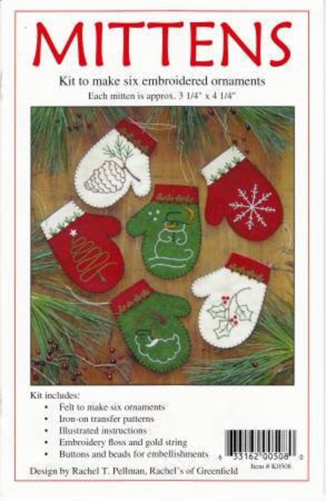 Mittens Ornaments Folk Art Penny Rug by Rachel's of Greenfield - Kit or ...