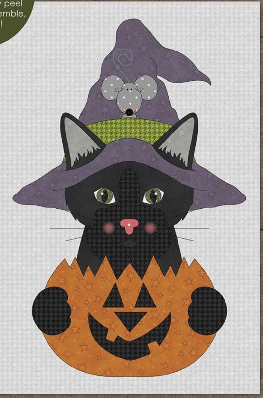 Bombay Hat on a Cat Precut Fused Applique Pack Folk Art Penny Kit by ...