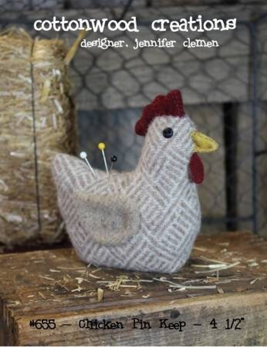 Chicken Pinkeep Folk Art Penny Pattern by Cottonwood Creations - Etsy