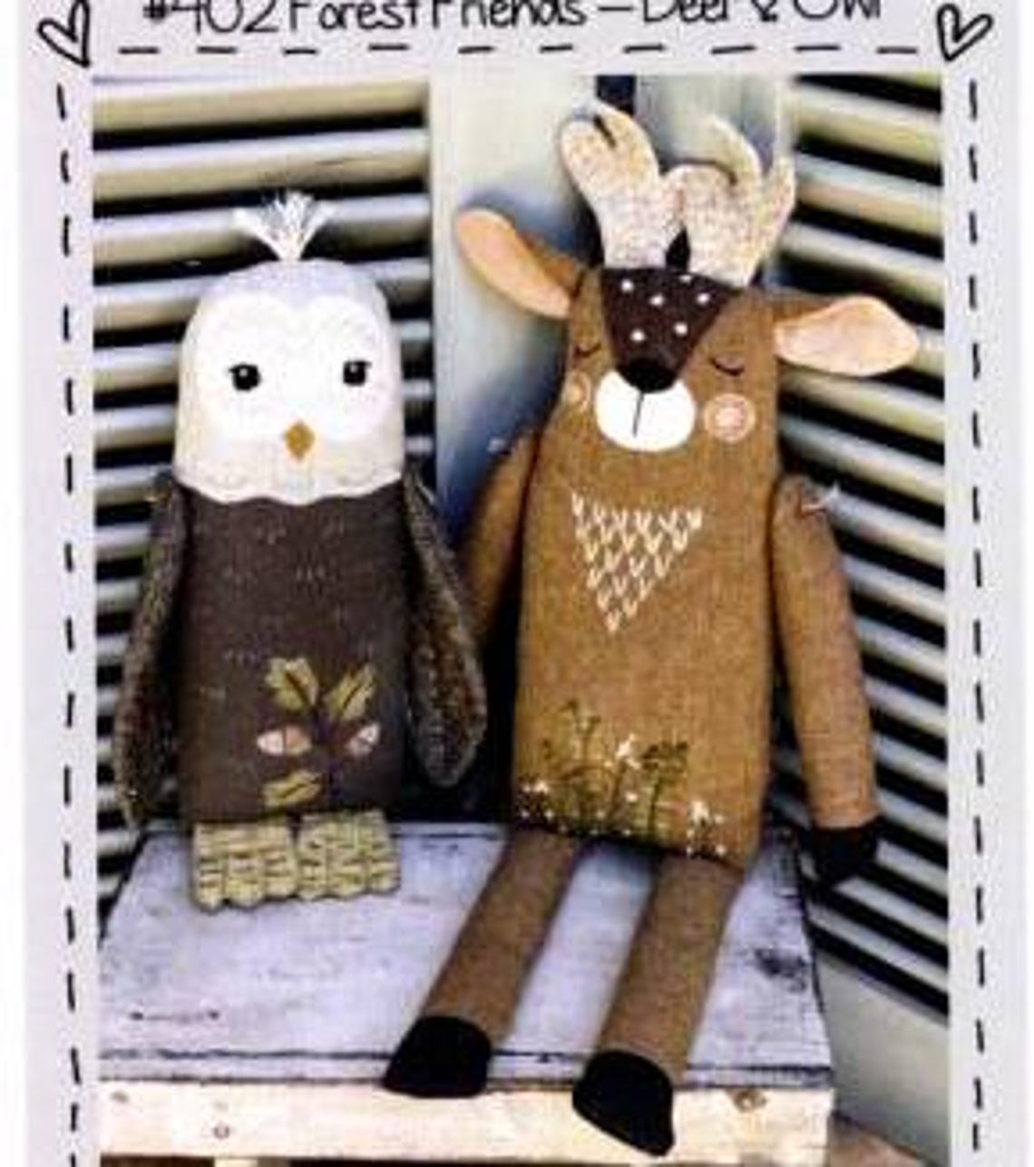 Forest Friends - Deer & Owl Folk Art Penny Patterns by Heart to Hand - Etsy