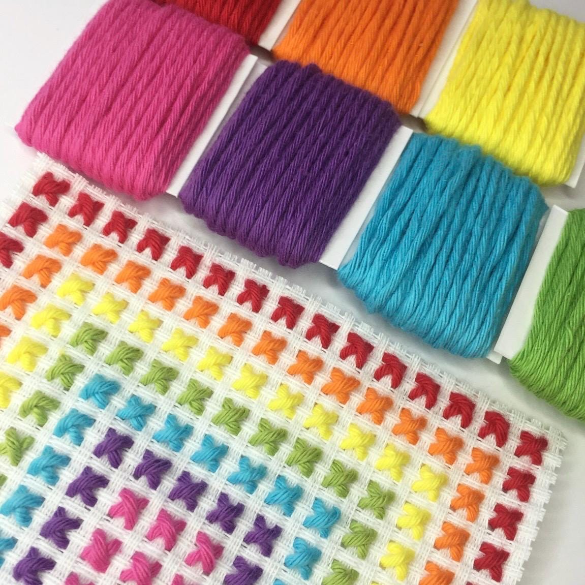 Rainbow Cross Stitch Kit, Binca Fabric, Kids Beginner Sewing - Etsy UK