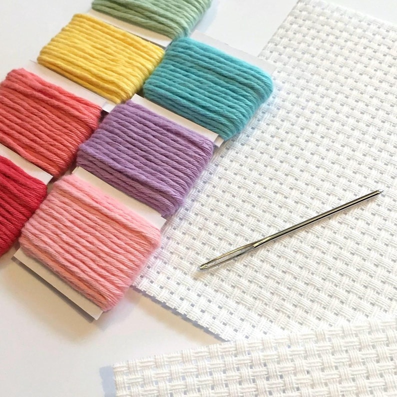 Rainbow Cross Stitch Kit, Binca Fabric, Kids Beginner Sewing - Etsy UK