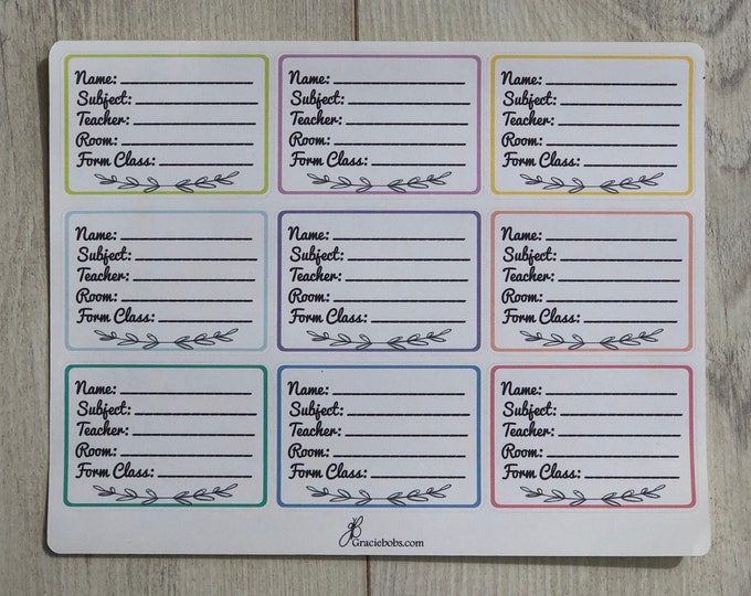 Student Book Folder and Binder Name Label Stickers - Etsy