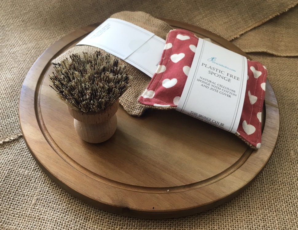 Plastic Free Kitchen Sponge and Pot Brush Set Zero Waste and - Etsy UK