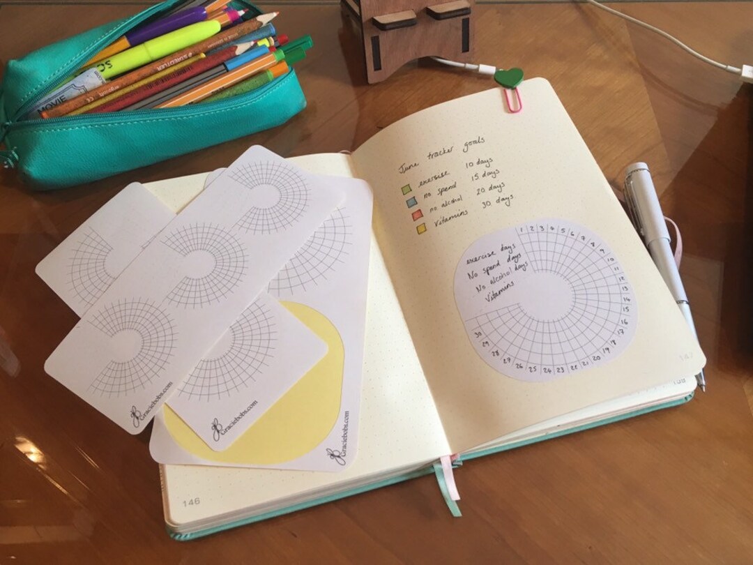 Circle Monthly Tracker Stickers for Bullet Journal, Diary or Planner ...