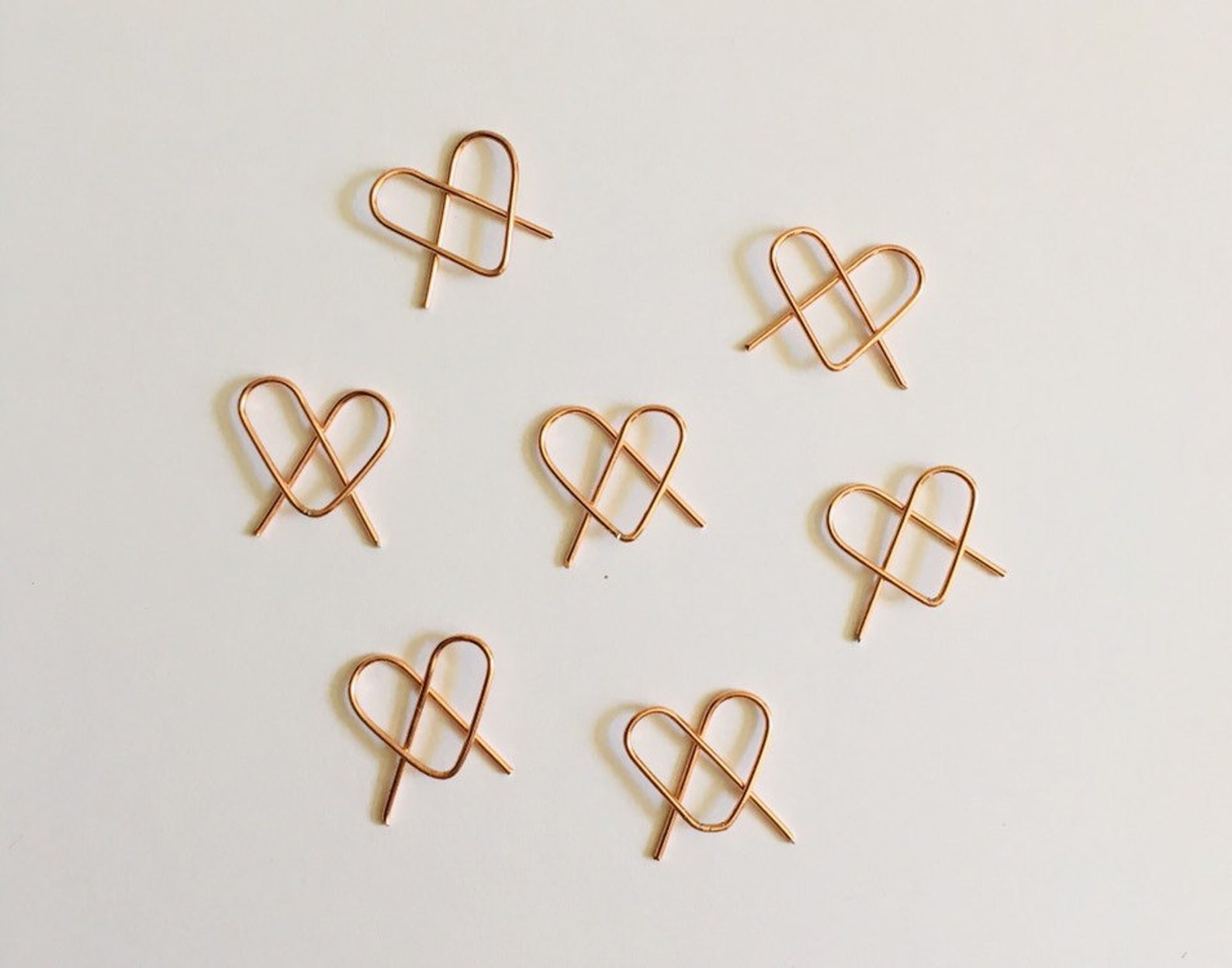 Rose Gold Heart Shaped Paper Clips Set of 7 Bullet Journal - Etsy