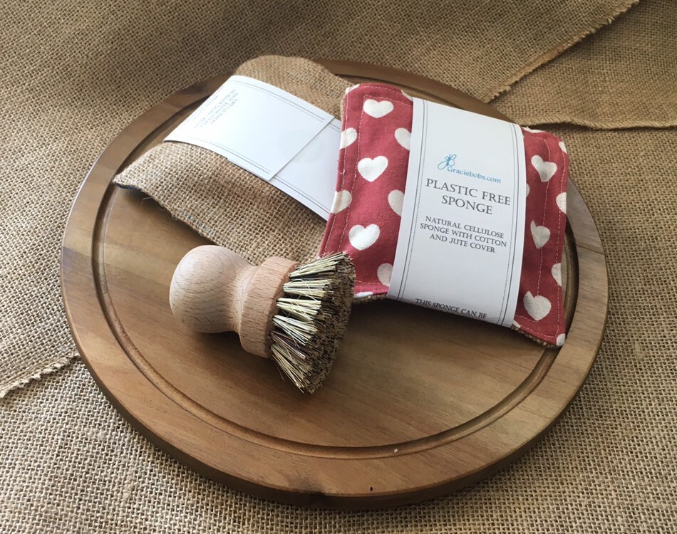 Plastic Free Kitchen Sponge and Pot Brush Set Zero Waste and - Etsy UK