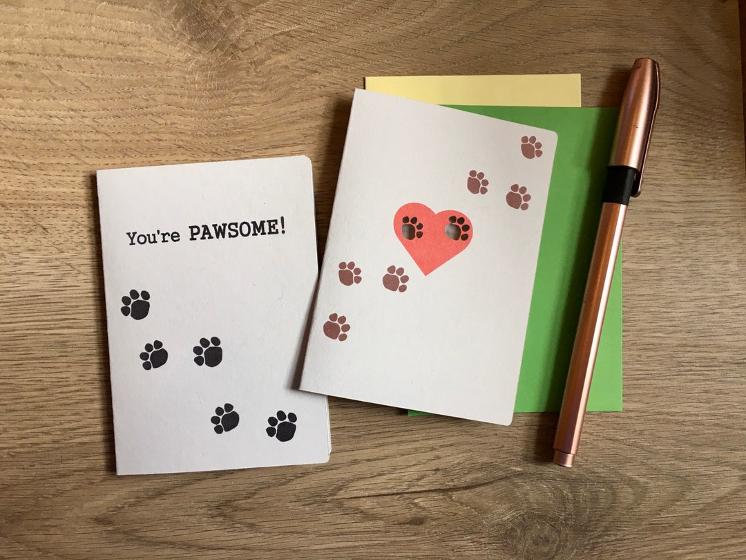 Pawsome Pet Paw Print Note Cards, for Quick Messages, Hellos and Thank ...